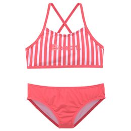 Bustier-Bikini Bench. Gr. 134/140, N-Gr, rot (koralle gestreift) Kinder Bikini-Sets mit trendigen Streifen