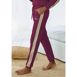 Sweathose s.Oliver "-Loungehose - Relaxhose" Gr. 44/46, N-Gr, rot (dunkelrot) Damen Hosen mit Seitenstreifen und Pipings, Loungewear