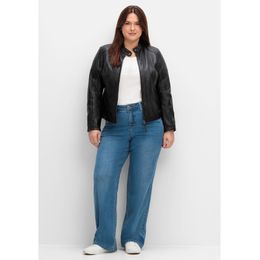 Weite Jeans sheego "Große Größen" Gr. 40, Normalgrößen, blau (blue denim) Damen Jeans ELLA für kräftige Oberschenkel und Waden