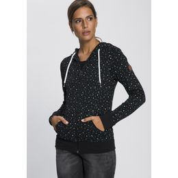 Kapuzensweatjacke Kangaroos Gr. 32/34 (XS), schwarz Damen Sweatjacken mit sportlichem Minimal-Print