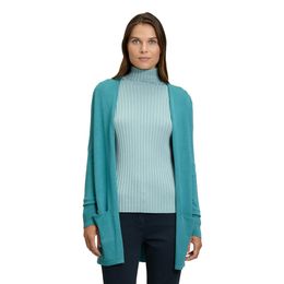 Strickjacke Betty Barclay "Betty Barclay Feinstrickjacke mit Lurexkanten" Gr. 42, blau (colonial blue) Damen Strickjacken Taschen