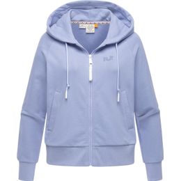 Kapuzensweatjacke Ragwear "Taila" Gr. 4XL (48), blau (blue) Damen Sweatjacken modische Sweatjacke mit Kapuze