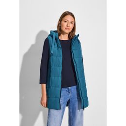 Steppweste Cecil, Damen, Gr. M (40), blau (nordic aqua blau), Stoff, 100% Polyester, unifarben, casual, gerade hüftbedeckend, ohne Ausschnitt, Westen, mit Kapuze mit Tunnelzugband