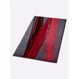 Badematte Grund Badematten Gr. WC-Vorlage mit Ausschnitt (50cm x 50cm),, grau (grau-rot)