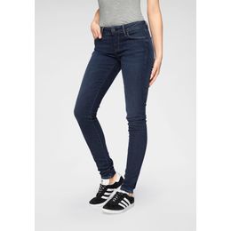 Skinny-fit-Jeans Pepe Jeans "SOHO", Damen, Gr. 25, Länge 30, blau (h45 schwarz used worn), Denim/Jeans, Obermaterial: 84% Baumwolle, 14% Polyester, 2% Elasthan, casual, skinny fit, Jeans, im 5-Pocket-Stil mit 1-Knopf Bund und Stretch-Anteil