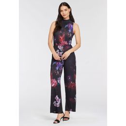 Jumpsuit Laura Scott Gr. 34, N-Gr, schwarz (schwarz, gemustert), Damen, Jersey, Obermaterial: 95% Polyester, 5% Elasthan, bedruckt, Overalls, mit Stehkragen - NEUE KOLLEKTION