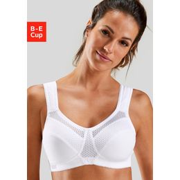 H.I.S. Sport-BH H.I.S Gr. 100, Cup B, weiß, Damen, Microtouch, Netz, Obermaterial: 90% Polyester (COOLMAX), 10% Elasthan, BHs, ohne Bügel für Sportarten mit mittlerer Belastbarkeit