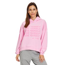 Sweatshirt Betty Barclay "Betty Barclay Sweatpullover mit Kapuze", Damen, Gr. L, pink (pink, pink), Steppware, Obermaterial: 100% Baumwolle., sportlich, lässig geschnitten normal, Langarm, Sweatshirts, Druck