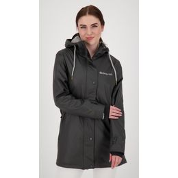 Regenjacke DEPROC Active "Friesennerz NEW ELLESMERE", Damen, Gr. 36 (S), grau (anthrazit), Obermaterial: 100% Polyurethan;Futter: 100% Polyester, casual, figurumspielend, Langarm gerader Abschluss mit Druckknopf, Jacken, auch in Großen Größen erhältlich