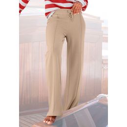 H.I.S. Relaxhose H.I.S Gr. 32/34, N-Gr, braun (nougat), Damen, Interlock, Obermaterial: 60% Baumwolle, 40% Polyester, unifarben, Hosen, im maritimen Stil, Loungeanzug