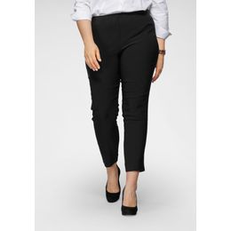 Stoffhose KjBRAND "Susie XS Ankle Bengaline" Gr. 42 (21), K-Gr, schwarz, Damen, Web, Obermaterial: 80% Viskose, 17% Polyamid, 3% Elasthan, Hosen, mit Schlupfbund