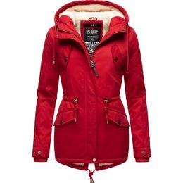 Winterjacke Marikoo "Manolya" Gr. XXL (44), rot Damen Jacken stylischer Kurzmantel mit weichem Teddyfell-Futter