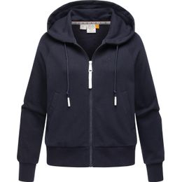 Kapuzensweatjacke Ragwear "Taila" Gr. 4XL (48), blau (navy) Damen Sweatjacken modische Sweatjacke mit Kapuze