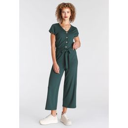 Culotte-Overall Tamaris Gr. 38, N-Gr, grün (dunkelgrün) Damen Overalls mit Knopfleiste