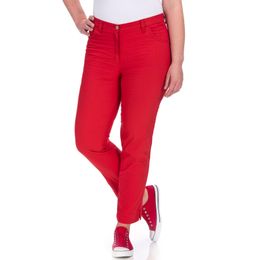 Chinohose KjBRAND "Betty Chino", Damen, Gr. 42 (21), K-Gr, rot, Web, Obermaterial: 60% Baumwolle, 37% Polyamid, 3% Elasthan, casual, bequem knöchellang, Hosen, mit Komfortbund