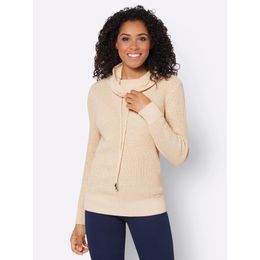 Strickpullover Casual Looks "Pullover", Damen, Gr. 42, beige (elfenbein), 50% Baumwolle, 50% Polyacryl, unifarben, Langarm, Pullover