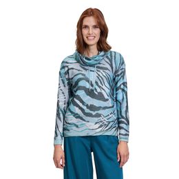 Strickpullover Betty Barclay "Betty Barclay Strickpullover mit Print", Damen, Gr. 38, grün (mint, grau), Strick, Obermaterial: 50% Polyester, 25% Baumwolle, 25% Polyacryl., casual, gerade lang, Pullover, Druck