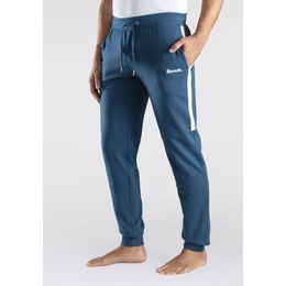 Sweathose BENCH. LOUNGEWEAR Gr. 44/46 (S), N-Gr, blau (petrol), Herren, Sweatware, Obermaterial: 60% Baumwolle, 40% Polyester, unifarben mit Farbeinsatz, Hosen, mit Bündchen am Beinabschluss