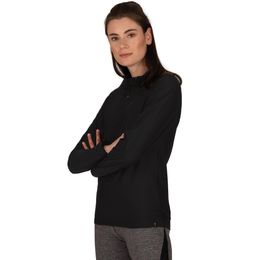 Sweatshirt TRIGEMA "TRIGEMA Langärmeliges Sportshirt mit Reißverschluss", Damen, Gr. L, schwarz, 92% Polyester, 8% Elastan, sportlich, Sweatshirts