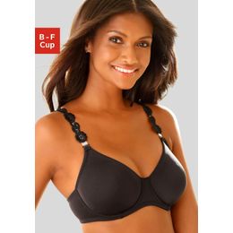T-Shirt-BH Lascana, Damen, Gr. 100, Cup D, schwarz, Microtouch, Obermaterial: 82% Polyamid (TACTEL), 18% Elasthan (LYCRA), Klassisch, BHs, mit 3 Trägern (Wechselträger) und Stickerei