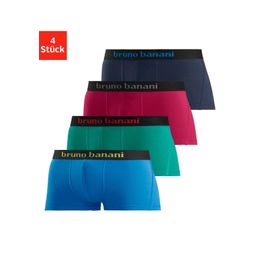 Hipster Bruno Banani Gr. S, bunt (blau, grün, rot, marine) Herren Unterhosen Boxershorts mit Logo Webbund aus Baumwollmischung