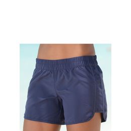 Badeshorts Lascana, Damen, Gr. 44, N-Gr, blau (marine), Microfaser, Polyester, unifarben, Badehosen, elastisches Bündchen, mit Gesäßtasche, softe Microfaser-Qualität