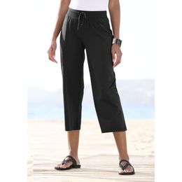 Beach Time 7/8-Strandhose BEACHTIME Gr. 56/58, N-Gr, schwarz, Damen, Jersey, Obermaterial: 95% Baumwolle, 5% Elasthan, Hosen, aus weichem Jersey, Wide-Leg, Jogginghose, Relaxhose