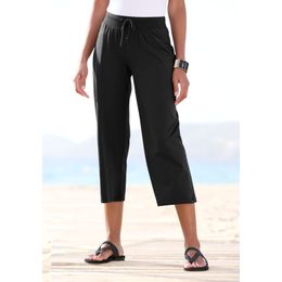 Beach Time 7/8-Strandhose BEACHTIME Gr. 52/54, N-Gr, schwarz Damen Hosen aus weichem Jersey, Wide-Leg, Jogginghose, Relaxhose