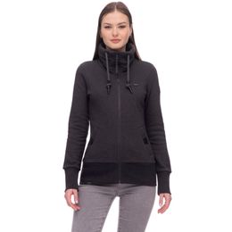 Sweatjacke Ragwear "RYLIE ZIP CORE", Damen, Gr. L (40), grau (dunkelgrau), Sweatware, Obermaterial: 70% Baumwolle, 30% Polyester, unifarben, casual, Rundhals, Sweatjacken, Stehkragen mit Kordelzug und seitliche Eingrifftaschen