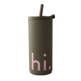 Design Letters - Hi Travel Trinkhalm-Becher, 0.5 l, olivgrün