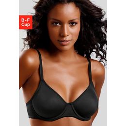 T-Shirt-BH Lascana "perfect basic", Damen, Gr. 75, Cup E, schwarz, Microtouch, Obermaterial: 82% Polyamid (TACTEL), 18% Elasthan (LYCRA), BHs, mit Bügel, ohne Schale, Basic Dessous