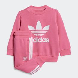 Trainingsanzug adidas originals "CREW SET" Gr. 92, pink (pink fusion) Kinder Sportanzüge