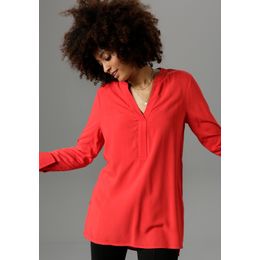 Longbluse Aniston SELECTED Gr. 46, rot Damen Blusen mit extra-langen Manschetten