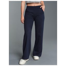 Jerseyhose TRIGEMA "TRIGEMA Jogginghose mit weitem Bein" Gr. L, US-Größen, blau (navy) Damen Hosen