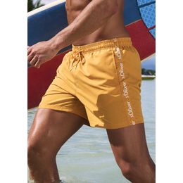 Badeshorts s.Oliver Gr. XL (54/56), N-Gr, gelb Herren Badehosen mit Markenschriftzügen