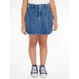 A-Linien-Rock Tommy Hilfiger "DENIM FRONT YOKE DETAIL SKIRT" Gr. 8 (128), blau (ltweightdenim) Mädchen Röcke Kinder bis 16 Jahre