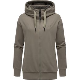 Kapuzensweatjacke Ragwear "Yodis Zip", Damen, Gr. 4XL (48), braun, Sweatware, Obermaterial: 70% Baumwolle, 30% Polyester, bequem hüftbedeckend, hoch geschlossener Ausschnitt, Ärmel ohne Ärmelschlitz Rippbündchen, Sweatjacken, weicher Damen Zip-Hoodie mit Kapuze