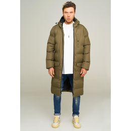 Parka behype "LONGLINE PUFFER PARKA", Herren, Gr. M, gr&uuml;n (khaki), 100% Polyester, unifarben, normal, ohne Ausschnitt, Jacken Parka, mit Kapuze