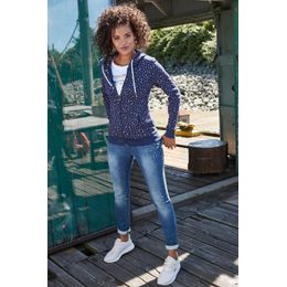 Kapuzensweatjacke Kangaroos Gr. 32/34 (XS), blau (marine) Damen Sweatjacken mit sportlichem Minimal-Print