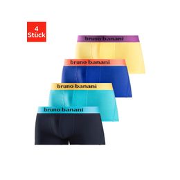 Hipster Bruno Banani Gr. S, bunt (gelb, royalblau, türkis, navy) Herren Unterhosen Boxershorts mit Logo Webbund aus Baumwollmischung