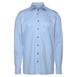 Langarmhemd OLYMP "Luxor 24/Seven modern fit Jerseyshirt" Gr. 40, N-Gr, blau (hellblau) Herren Hemden mit geruchshemmenden Materialeigenschaften