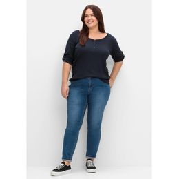 Stretch-Jeans sheego "Große Größen" Gr. 40, Normalgrößen, blau (blue denim) Damen Jeans im komfortablen Curvy-Schnitt VERENA