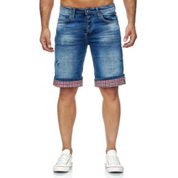 Shorts Rusty Neal "Satto" Gr. XXL, EURO-Größen, blau (jeansblau) Herren Hosen mit kariertem Umschlag