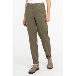 Stoffhose Recover Pants "Stoffhose", Damen, Gr. 34, Normalgrößen, grün (khaki), 98% Baumwolle;2% Elasthan, unifarben, slim fit knöchellang, Hosen, mit aufwendiger Oldfärbung