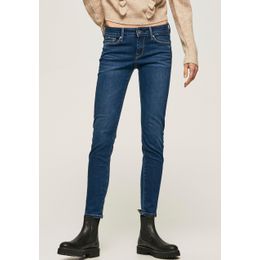 Skinny-fit-Jeans Pepe Jeans "SOHO" Gr. 27, Länge 28, blau (dark used worn) Damen Jeans im 5-Pocket-Stil mit 1-Knopf Bund und Stretch-Anteil