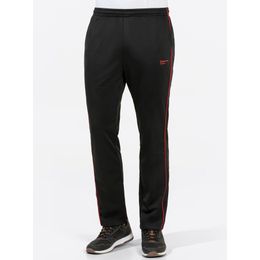 Trainingshose Catamaran, Herren, Gr. 48/50, Normalgrößen, schwarz (schwarz, rot), 100% Polyester, unifarben, lang, Hosen