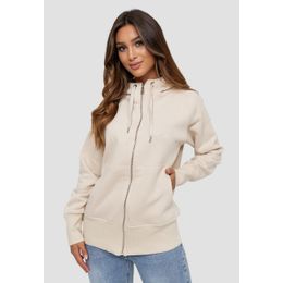 Sweatjacke Decay Gr. L, beige (ecru) Damen Sweatjacken mit kleiner Stickerei