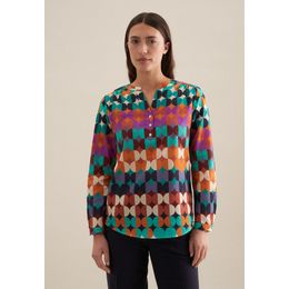 Klassische Bluse Seidensticker "Schwarze Rose" Gr. 34, blau (dunkelblau) Damen Blusen Tunika Geometrische Muster