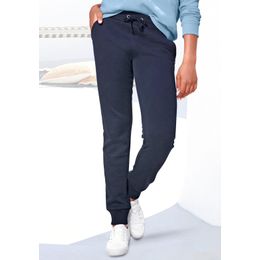 Sweatpants Buffalo Gr. 40/42, N-Gr, blau (dunkelblau) Damen Hosen mit seitlichen Taschen, Loungeanzug