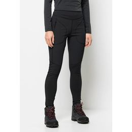 Funktionshose Jack Wolfskin "SALMASER TIGHTS W", Damen, Gr. S (36), Normalgrößen, schwarz, 1. OBERSTOFF 59% POLYAMID, 22% POLYESTER, 19% ELASTHAN 2. OBERSTOFF 75% POLYAMID, 18% WOLLE, 7% ELASTHAN FUTTER 100% POLYESTER, Hosen